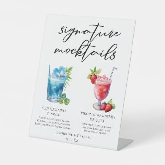 Beach Signature Mocktails Summer Menu Pedestal Sign | Zazzle