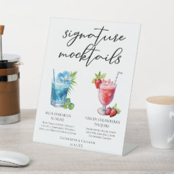 Beach Signature Mocktails Summer Menu Pedestal Sign | Zazzle