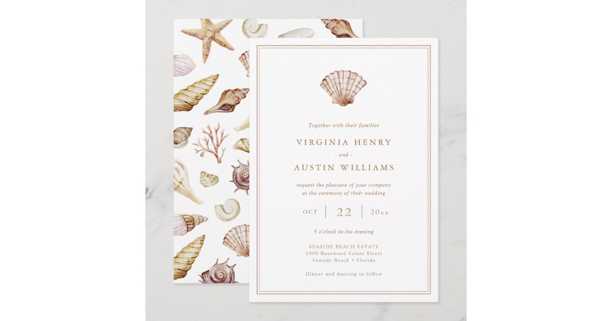Beach Simple Wedding Invitation | Zazzle