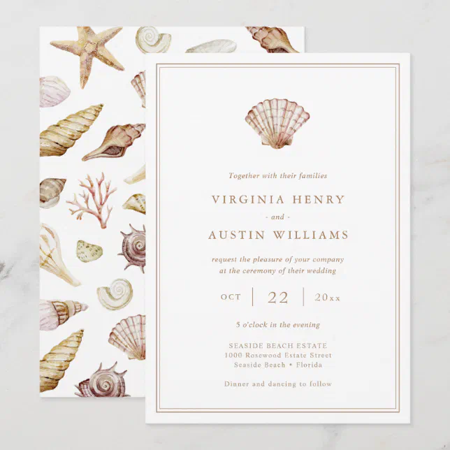 Beach Simple Wedding Invitation | Zazzle