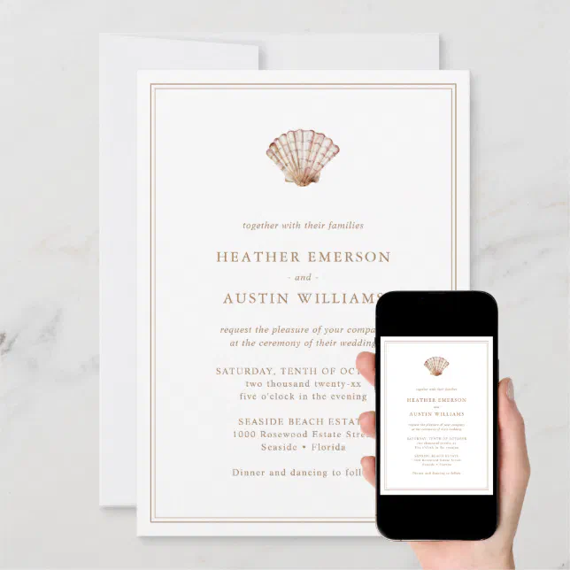 Beach Simple Wedding Invitation | Zazzle
