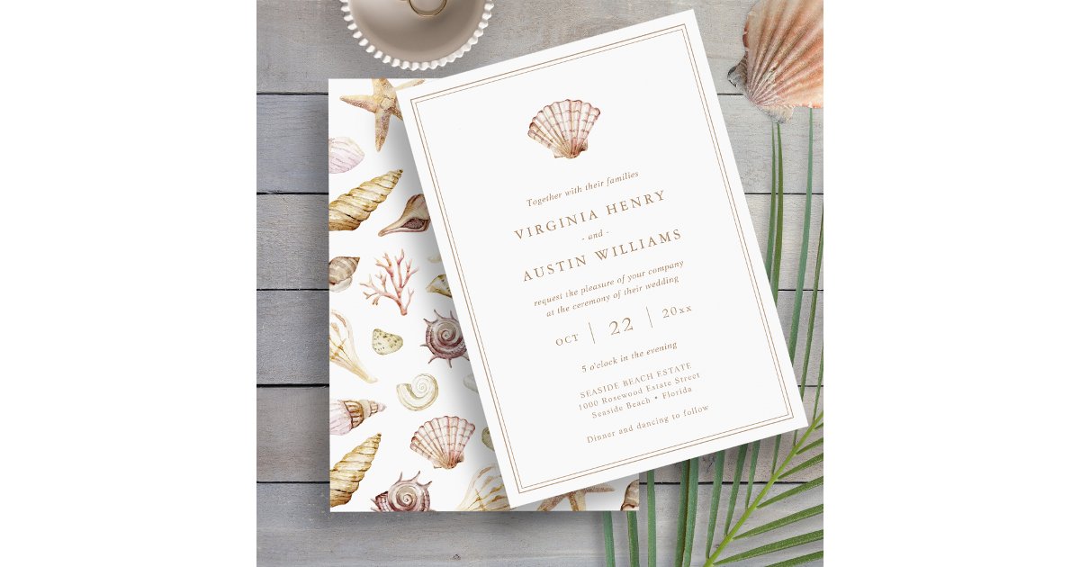 Beach Simple Wedding Invitation | Zazzle