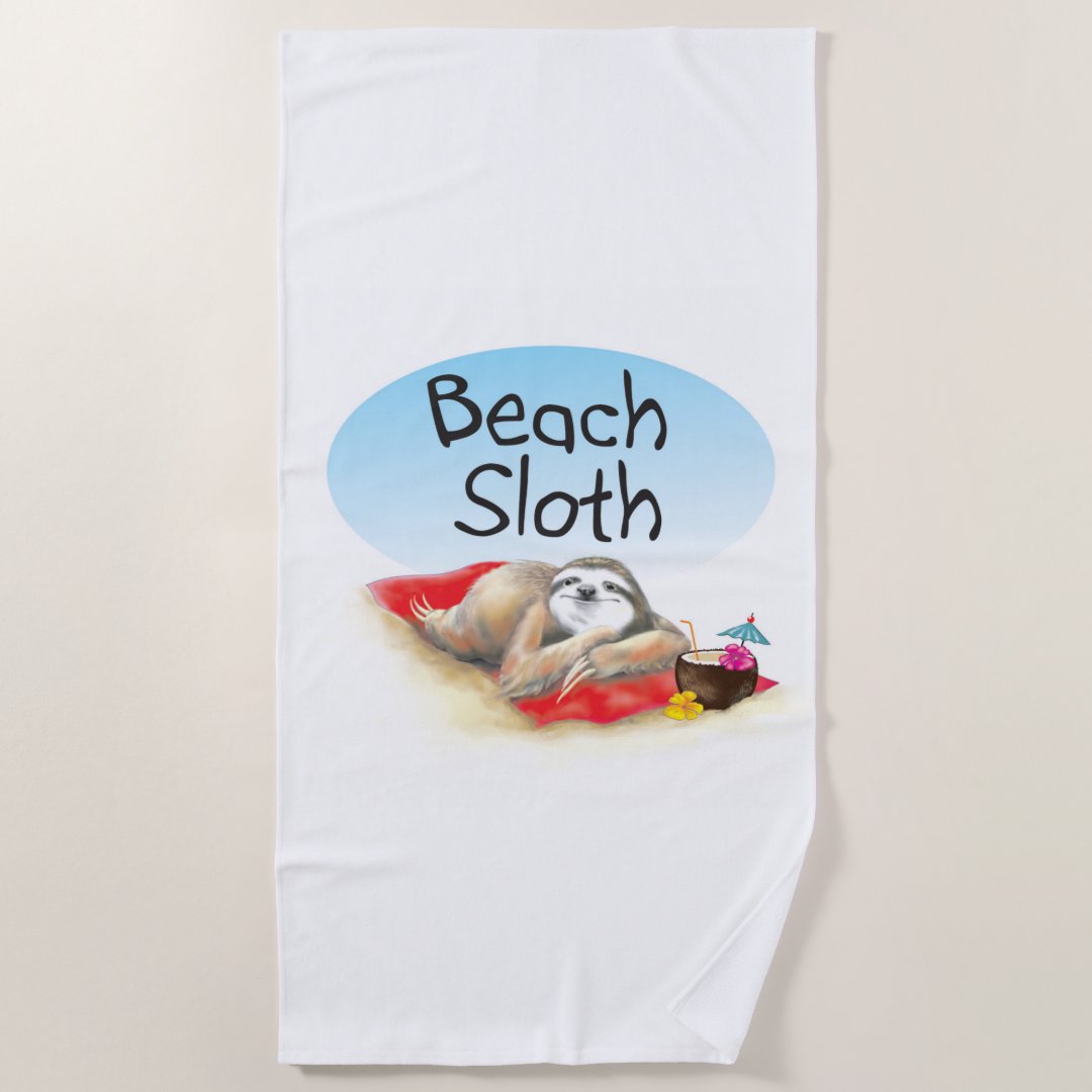 Beach Sloth Towel | Zazzle