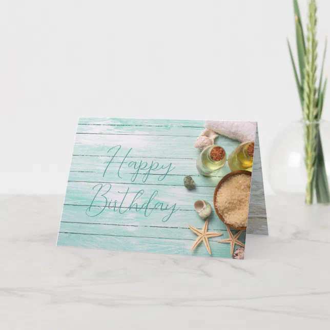 Beach Spa Happy Birthday Custom Message Card | Zazzle