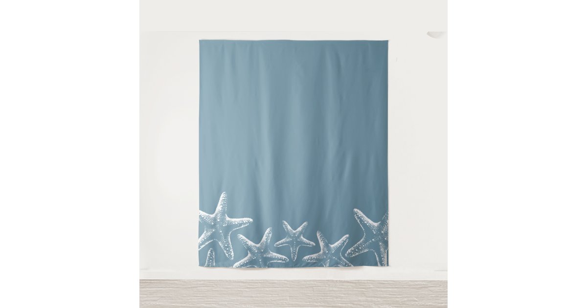 Beach Starfish Elegant Dusty Blue Summer Backdrops | Zazzle