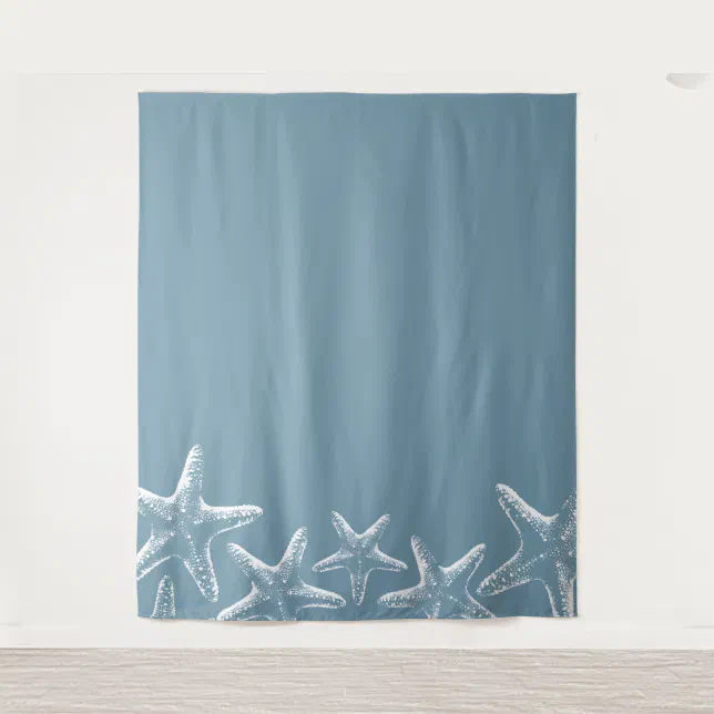 Beach Starfish Elegant Dusty Blue Summer Backdrops | Zazzle