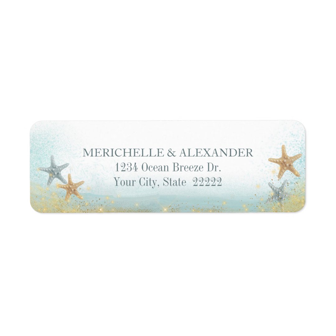 Beach Starfish Ocean Sand Nautical Return Address Label | Zazzle