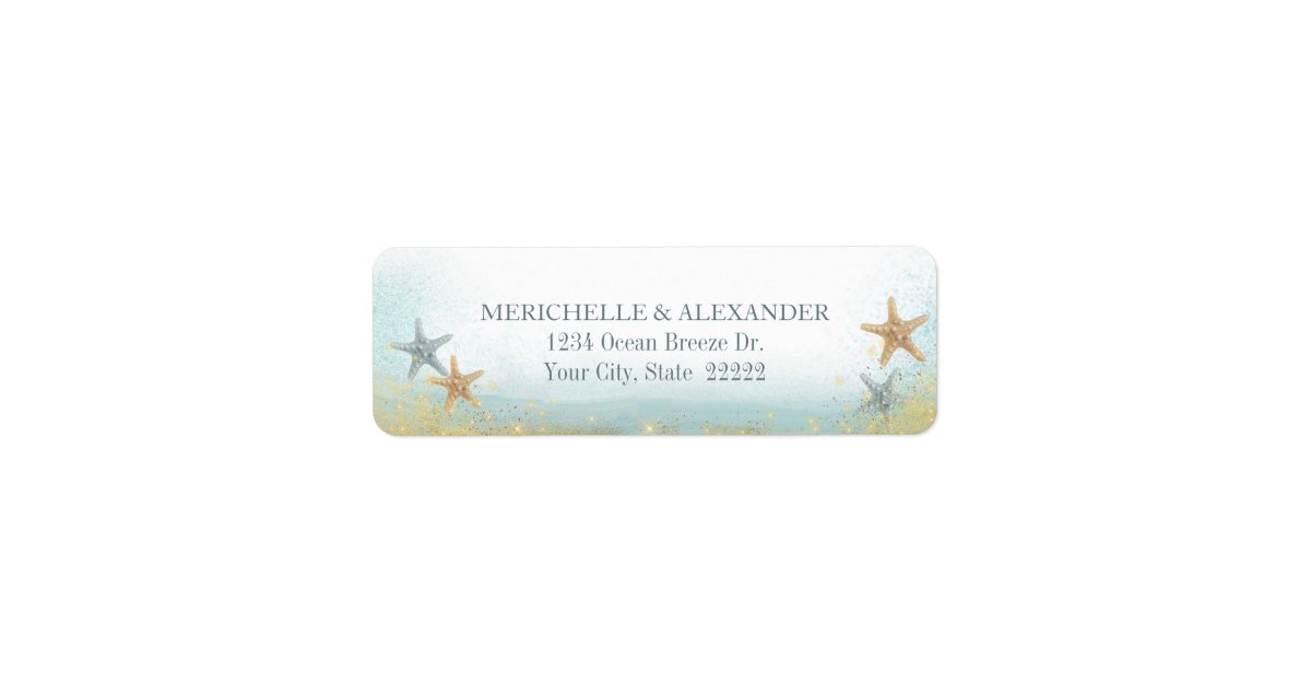 Beach Starfish Ocean Sand Nautical Return Address Label | Zazzle