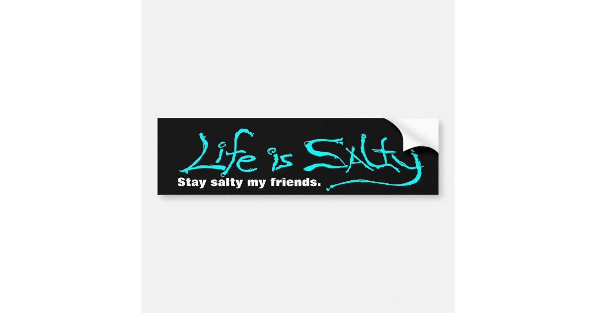 BEACH STYLE BUMPERSTICKER LIFE IS SALTY! BUMPER STICKER | Zazzle