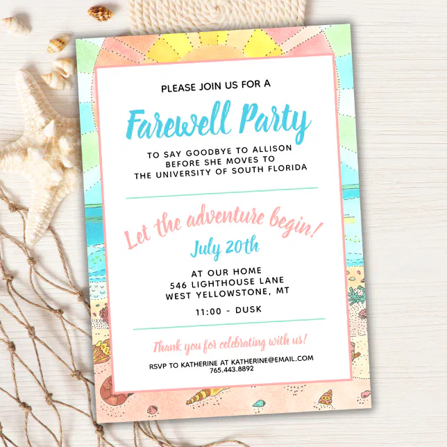 Beach Summer Farewell Party Invitation | Zazzle