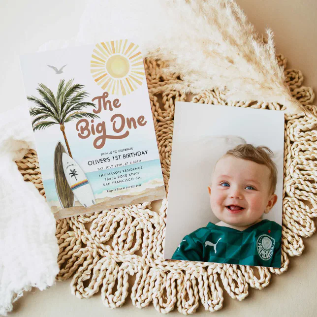 Beach Summer Gender Neutral 1st Birthday Invitation | Zazzle