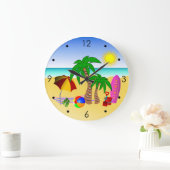 Beach Sun Sea Surf Blue Medium Large Wall Clocks | Zazzle
