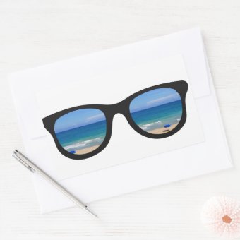 Beach Sunglasses Rectangular Sticker | Zazzle