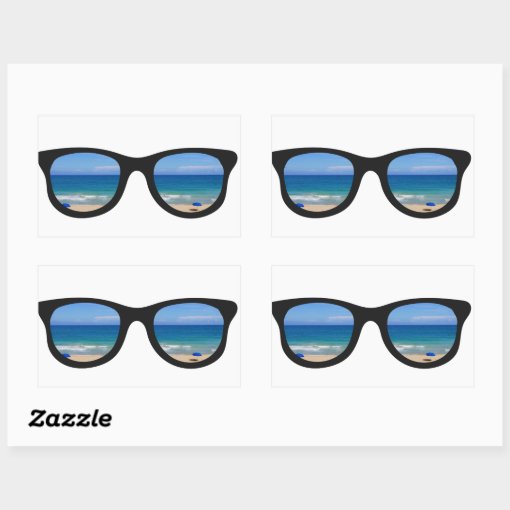 Beach Sunglasses Rectangular Sticker | Zazzle