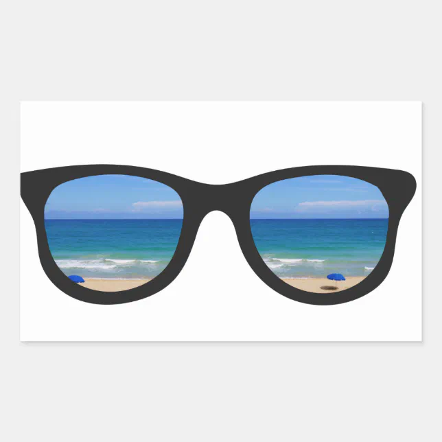 Beach Sunglasses Rectangular Sticker | Zazzle