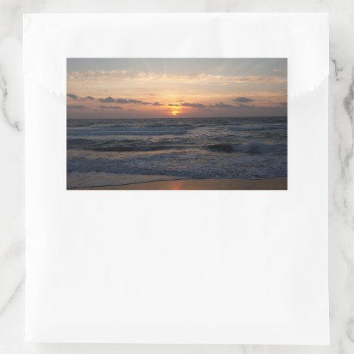 Beach sunrise rectangular sticker | Zazzle