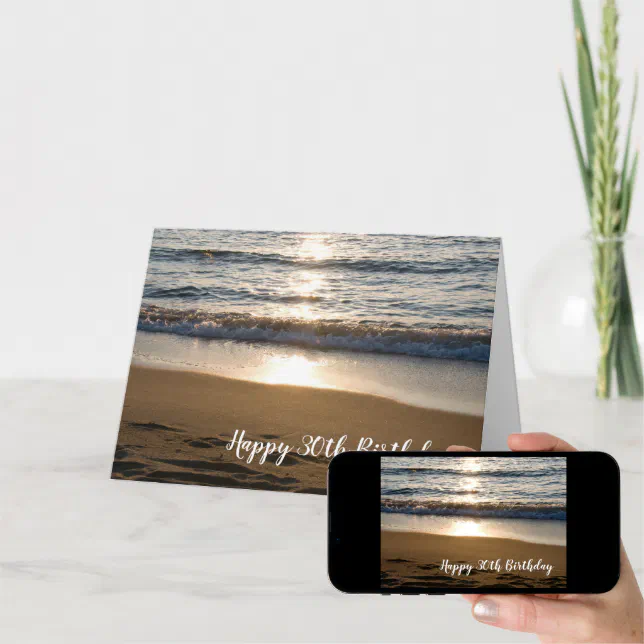 Beach Sunset Custom Age Happy Birthday Card | Zazzle