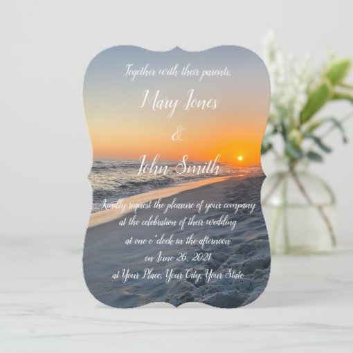 Beach Sunset Customizable Wedding Invitation | Zazzle