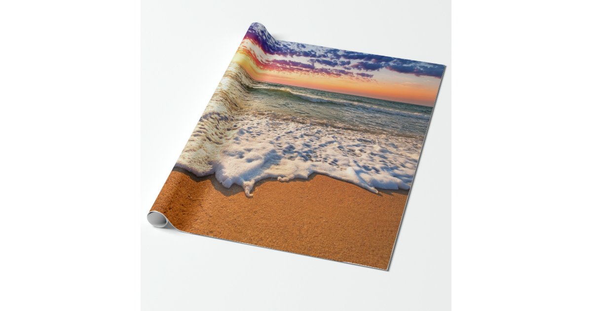 Beach Sunset Decoupage Wrapping Paper | Zazzle