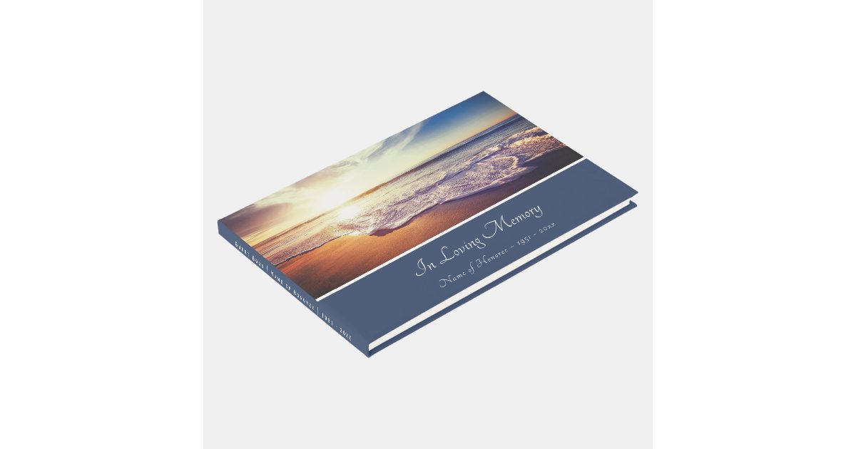 Beach Sunset In Loving Memory Guest Book | Zazzle
