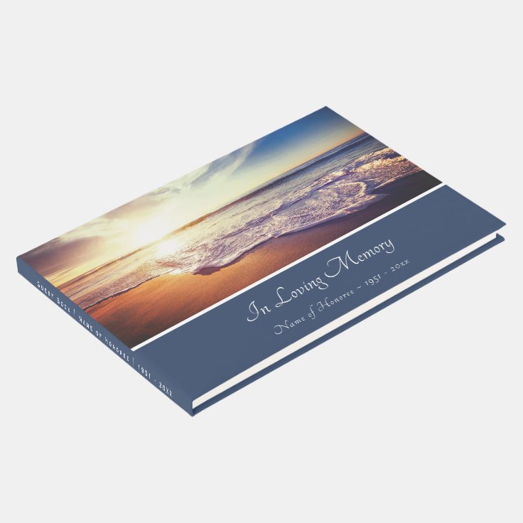 Beach Sunset In Loving Memory Guest Book | Zazzle