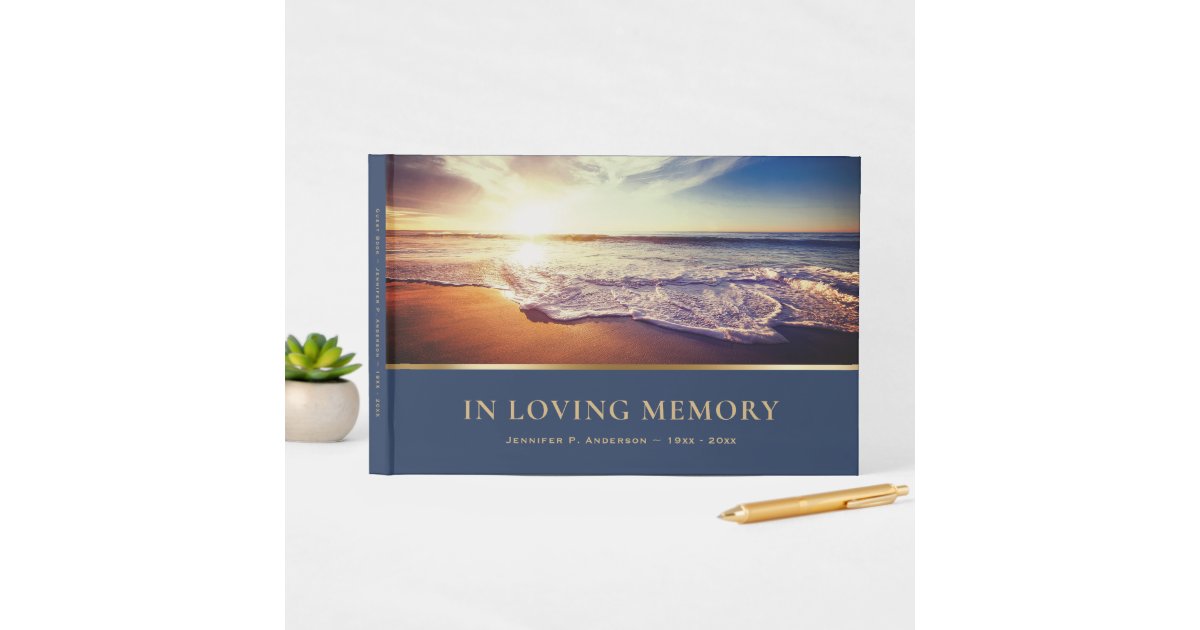 Beach Sunset In Loving Memory Guest Book | Zazzle