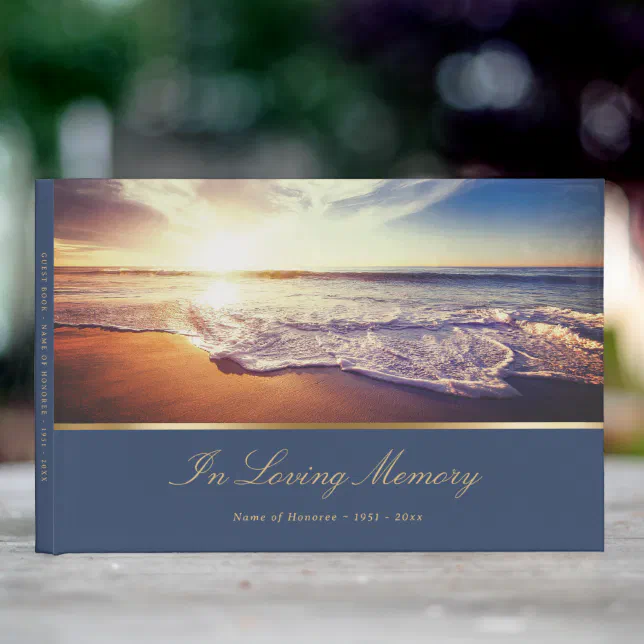 Beach Sunset In Loving Memory Guest Book | Zazzle