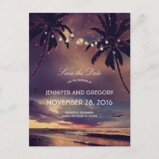 sea sunset romantic beach save the date postcard | Zazzle.com