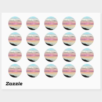 Beach Sunset Pastel Wedding Save The Date Classic Round Sticker | Zazzle
