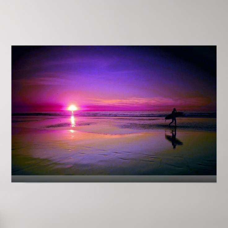 Beach sunset poster | Zazzle