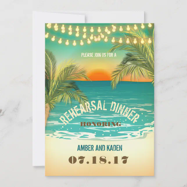 Beach Sunset Rehearsal Dinner Invitation | Zazzle
