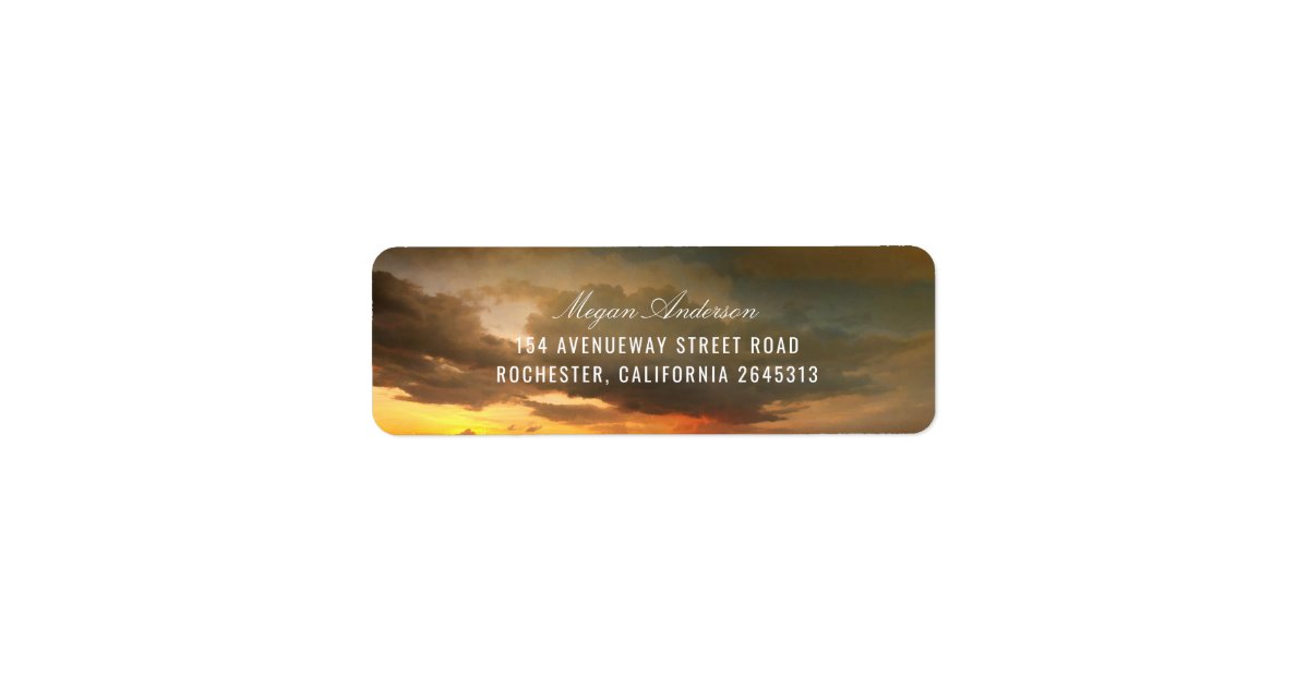 Beach Sunset Sky Romantic Wedding Label | Zazzle