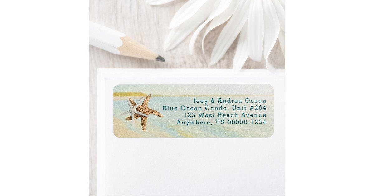 Beach Sunset Starfish Coastal Address Labels | Zazzle