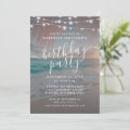 Beach Sunset String Lights at Dusk Birthday Party Invitation | Zazzle
