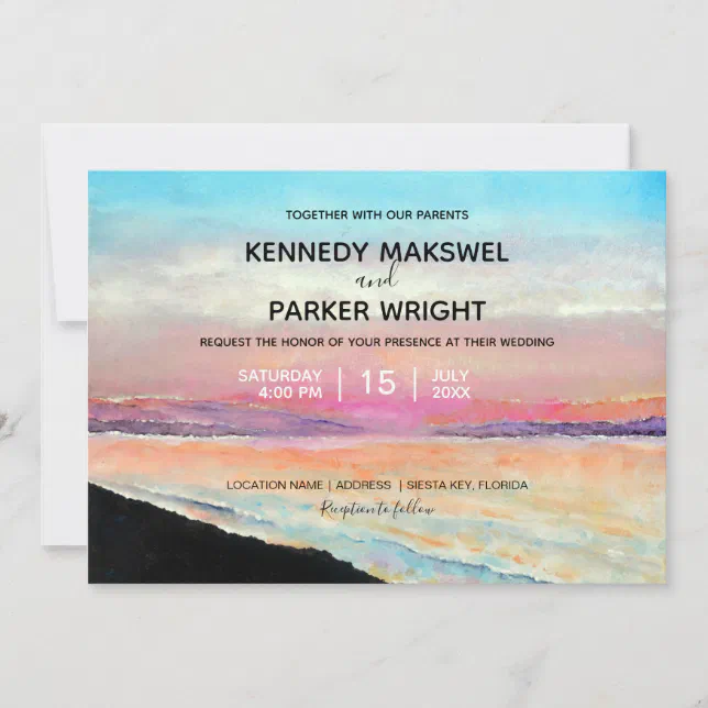 Beach Sunset Theme Wedding Invitation | Zazzle