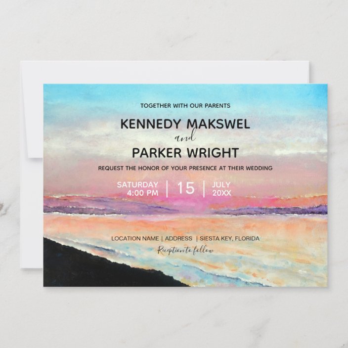 Beach Sunset Theme Wedding Invitation | Zazzle.com
