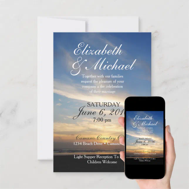 Beach/Sunset Wedding Invitation | Zazzle