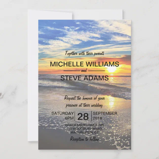 Beach Sunset Wedding Invitation | Zazzle
