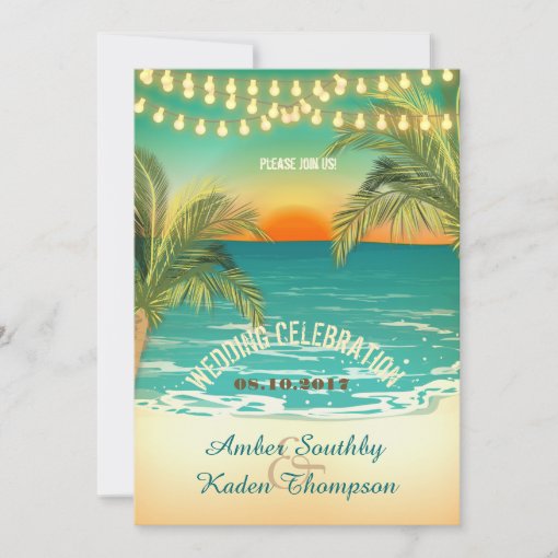 Beach Sunset Wedding Invitation | Zazzle