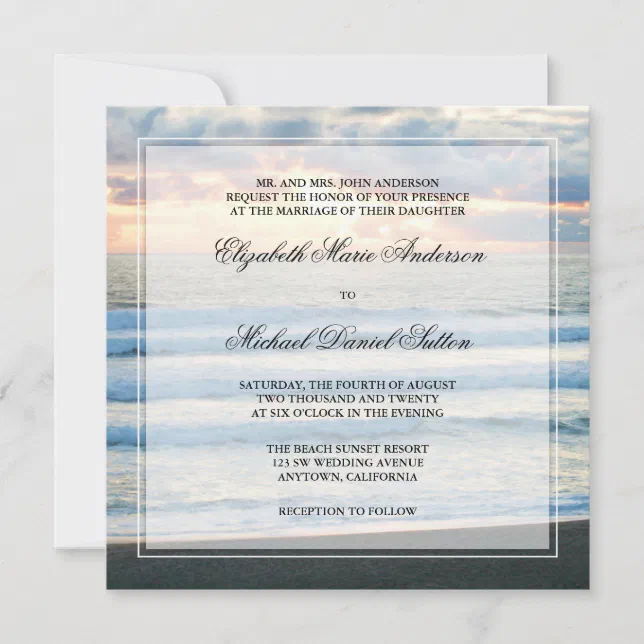 Beach Sunset Wedding Invitations | Zazzle