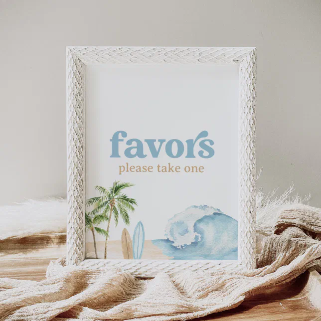 Beach Surf Birthday Favors Sign | Zazzle