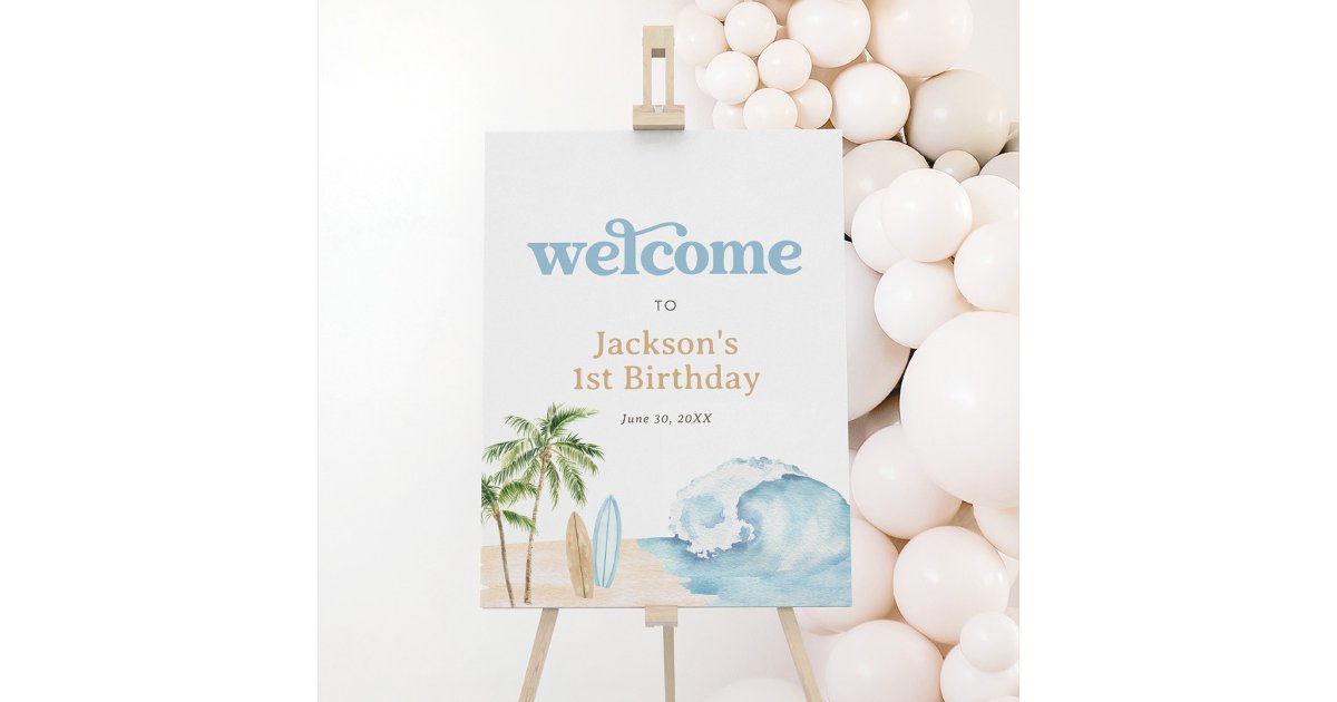Beach Surf Birthday Welcome Sign | Zazzle