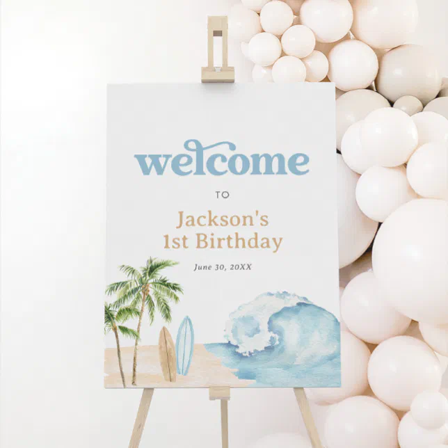 Beach Surf Birthday Welcome Sign | Zazzle