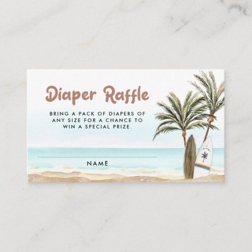 Beach Surfing Baby Shower Diaper Raffle Ticket Enclosure Card | Zazzle