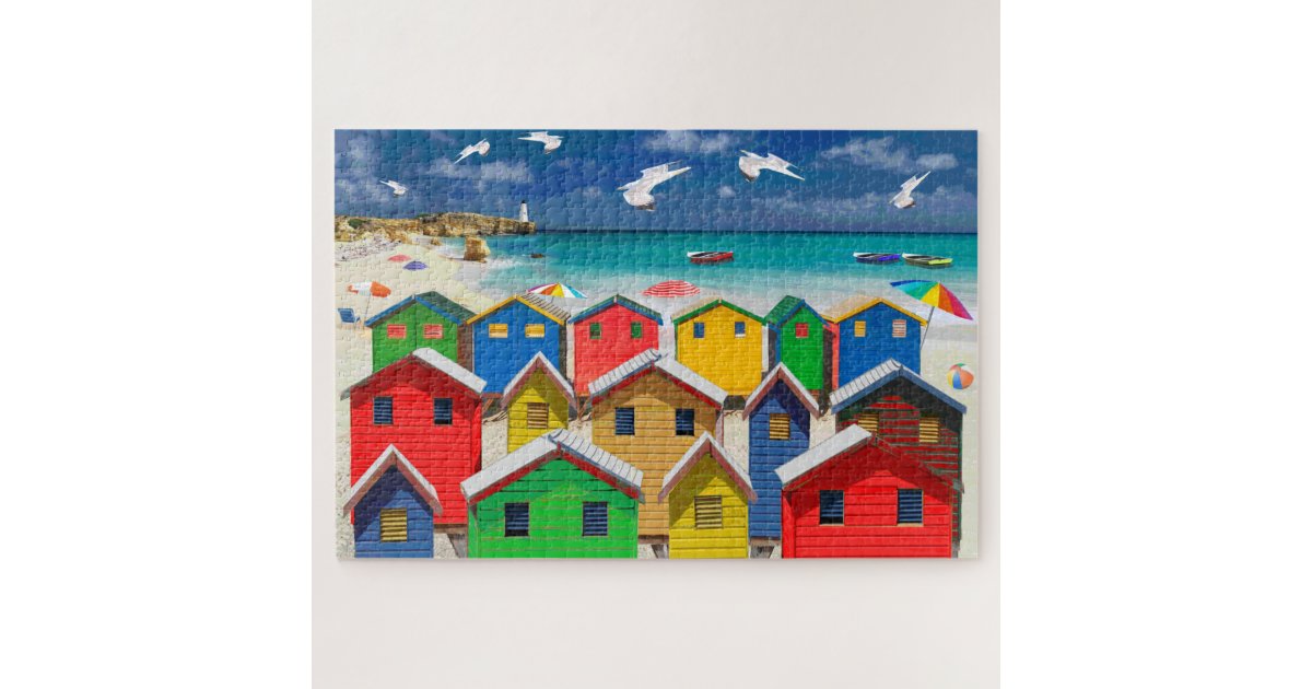 Beach Theme Beach Hut Jigsaw Puzzle | Zazzle