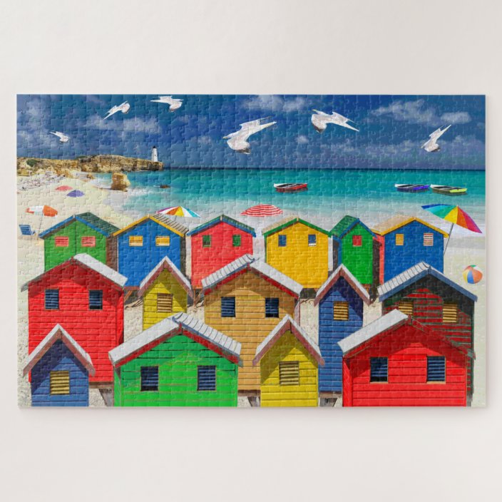 Beach Theme Beach Hut Jigsaw Puzzle | Zazzle.com