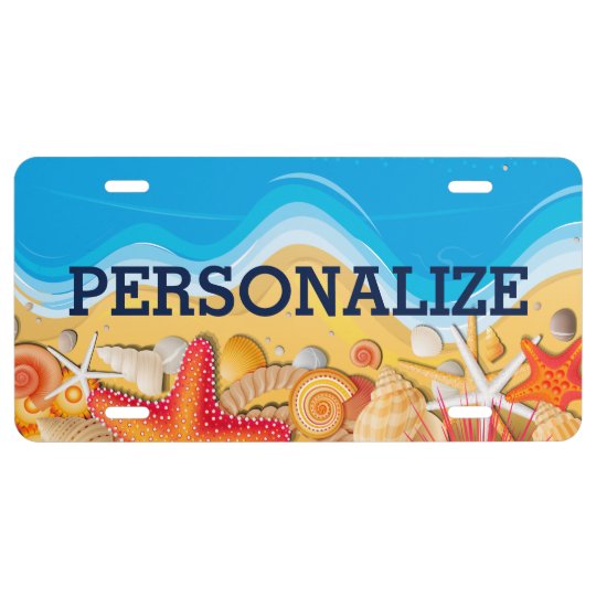 Beach Theme Custom License Plate | Zazzle.com