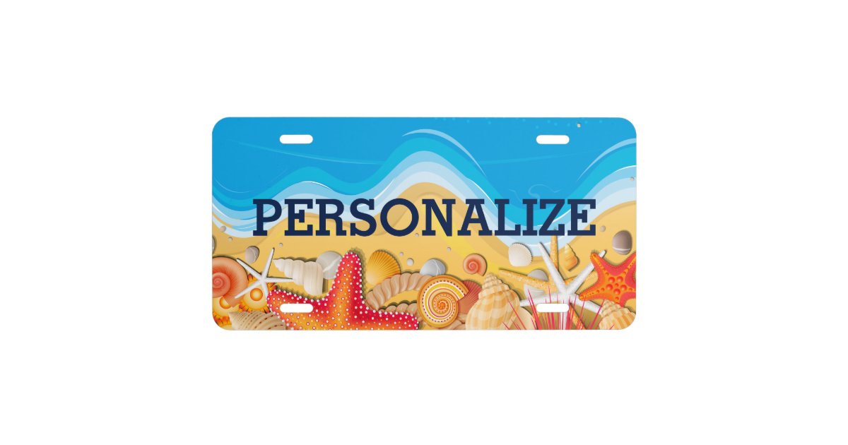 Beach Theme Custom License Plate | Zazzle