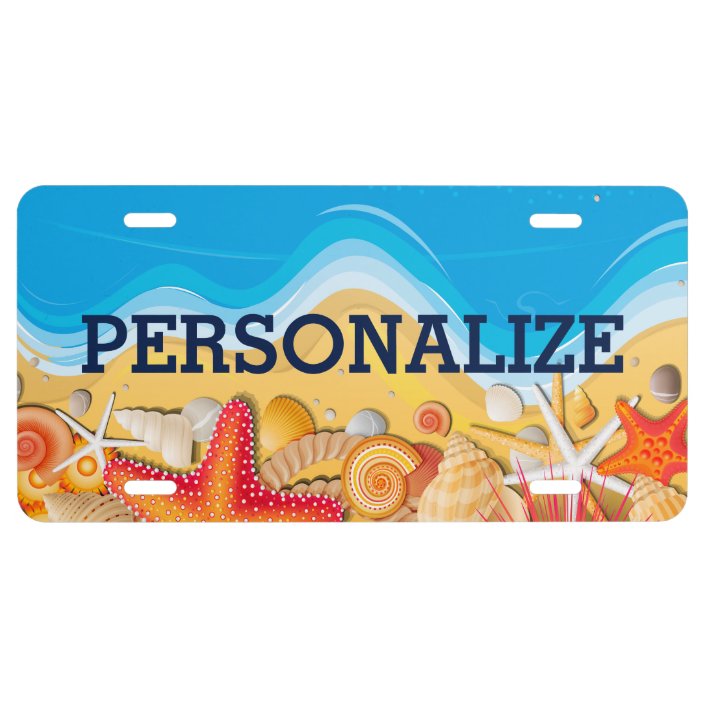 Beach Theme Custom License Plate | Zazzle.com