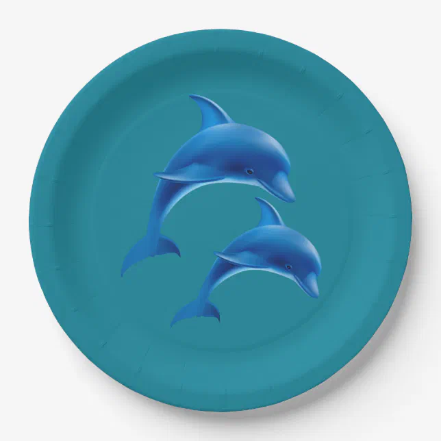 Beach Theme Dolphin Wedding Paper Plate | Zazzle